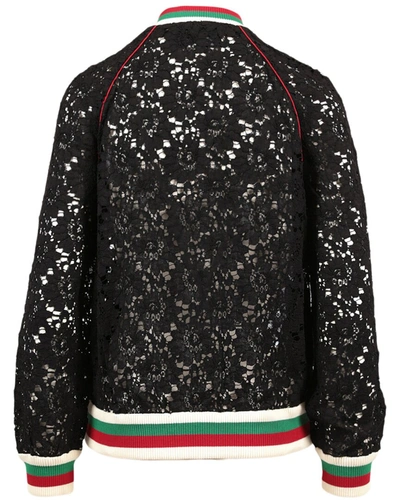 Gucci Flower Leaf Bomber Jacket In Black | ModeSens