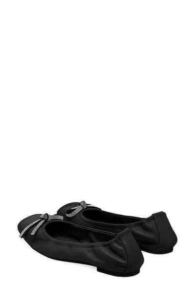 Stuart Weitzman Sw Lambskin Bow Ballerina Flats In Black | ModeSens