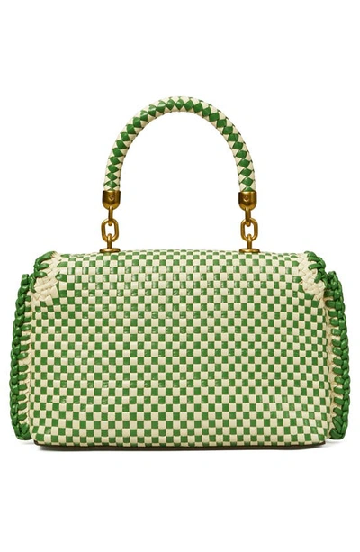 Tory Burch Mini Kira Woven Leather Top Handle Bag In Basil | ModeSens