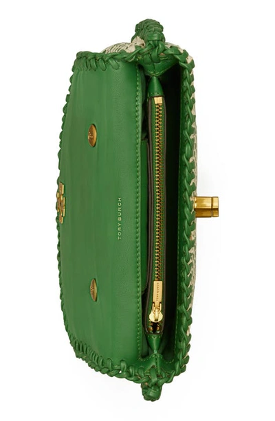 Tory Burch Mini Kira Woven Leather Top Handle Bag In Basil | ModeSens