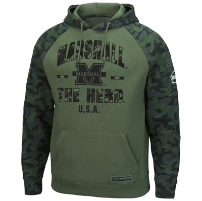 Colosseum Men's Olive, Camo Marshall Thundering Herd Oht Military-inspired Appreciation Raglan ...