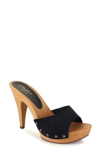 Candies Antonella Slide Sandal In Black Suede | ModeSens