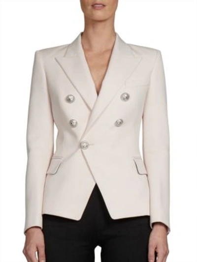 Balmain Double-breasted Wool Jacket In Pink | ModeSens