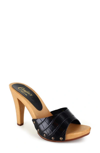 Candies Antonella Slide Sandal In Black Croco | ModeSens