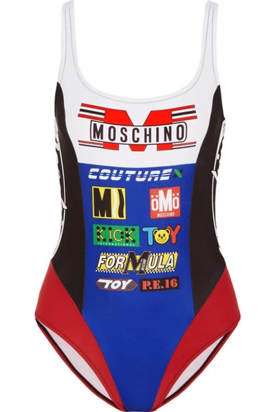 Moschino One-piece Racing Sponsors Swimsuit In Multicoloured Motorsport ...