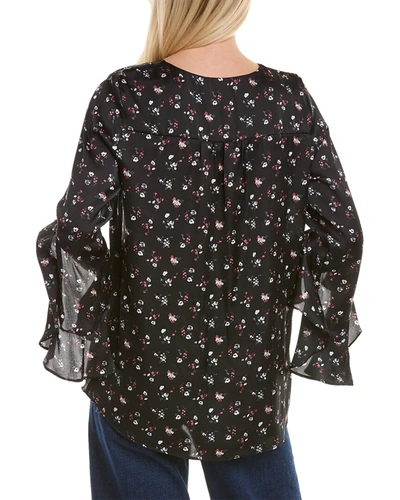 Vince Camuto V Neck Flutter Sleeve Blouse In Black Modesens
