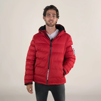 Members Only Men's Twill Puffer Jacket In Red | ModeSens