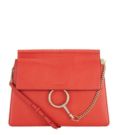 Chloé Medium Faye Python Shoulder Bag In Poppy Red | ModeSens