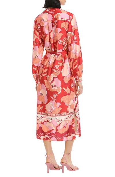 Donna Morgan For Maggy Floral Print Long Sleeve Belted Midi Shirtdress