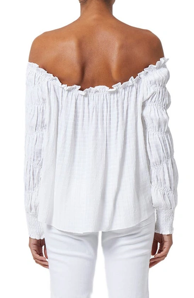 French Connection Womens Birch Seersucker Smocked Bardot Top In Linen