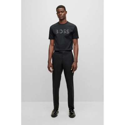Hugo Boss Monogram-filled Logo T-shirt In Interlock Cotton In Black ...
