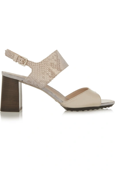 Tod's Python And Leather Sandals | ModeSens