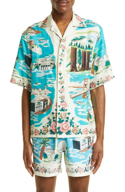 Amiri California Short Sleeve Silk Button-up Camp Shirt In Multi-colour ...