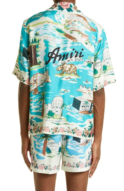 Amiri California Short Sleeve Silk Button-up Camp Shirt In Multi-colour ...