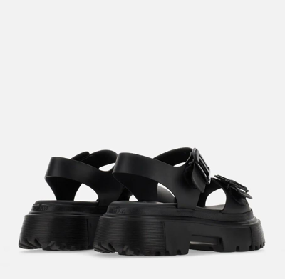 Hogan Platform Leather Sandals In Black | ModeSens