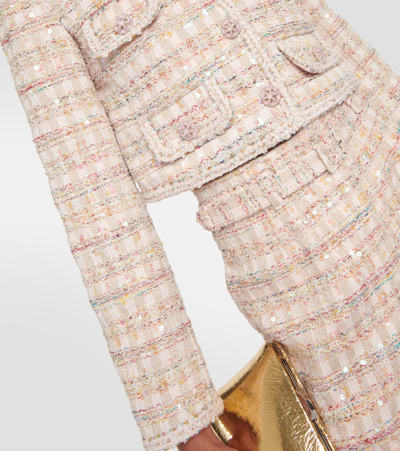 Self-portrait Pink Short Jacket With Paillettes And Jewel Buttons In ...
