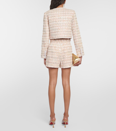 Self-portrait Pink Short Jacket With Paillettes And Jewel Buttons In ...