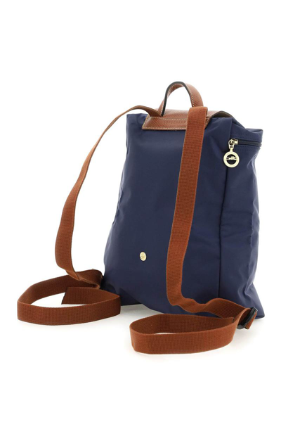 Longchamp Nylon And Leather Le Pliage Original Backpack In Blue Modesens