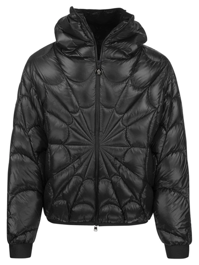 Moncler X Marvel Black Violier Spider-man Hooded Quilted Jacket | ModeSens