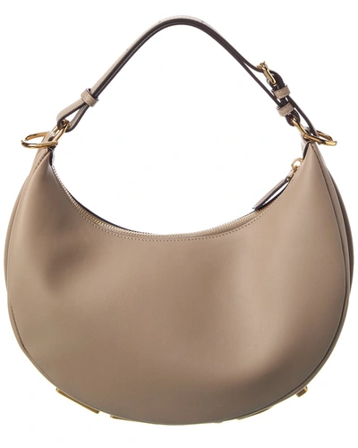 Fendi Graphy Small Leather Hobo Bag In Grey | ModeSens