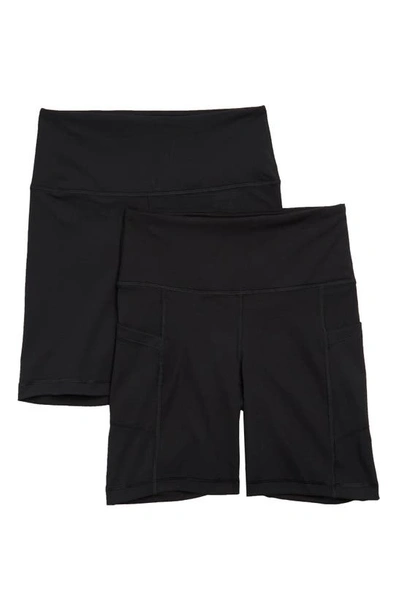 Yogalicious Set Of 2 Lux High Waist Side Pocket Bike Shorts In Black ...