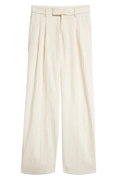 Amiri Rib Texture Double Pleated Canvas Pants In White | ModeSens