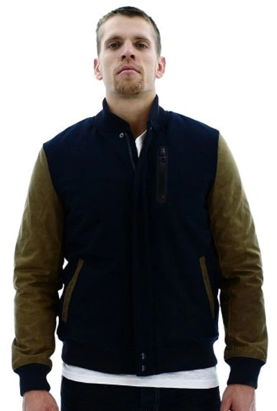 Nike Sportswear Men's Blue Color Block Letterman Jacket | ModeSens