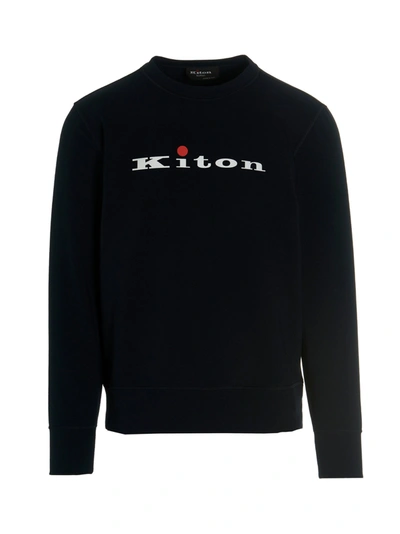 Kiton Cotton Crewneck Sweatshirt With Logo In Black | ModeSens