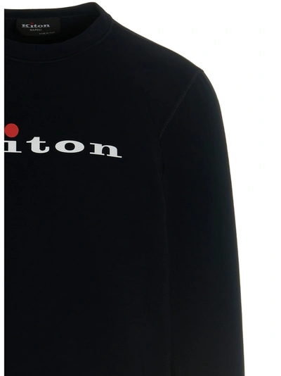 Kiton Cotton Crewneck Sweatshirt With Logo In Black | ModeSens