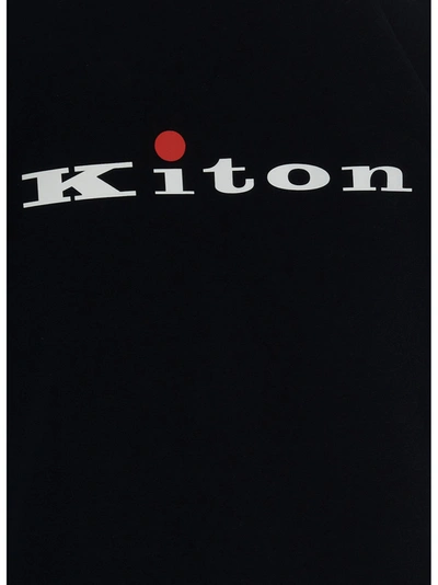 Kiton Cotton Crewneck Sweatshirt With Logo In Black | ModeSens