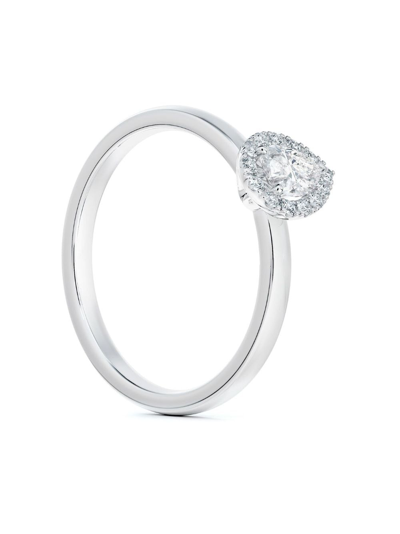 De Beers Jewellers Platinum Aura Diamond Solitaire Ring In Silver ...