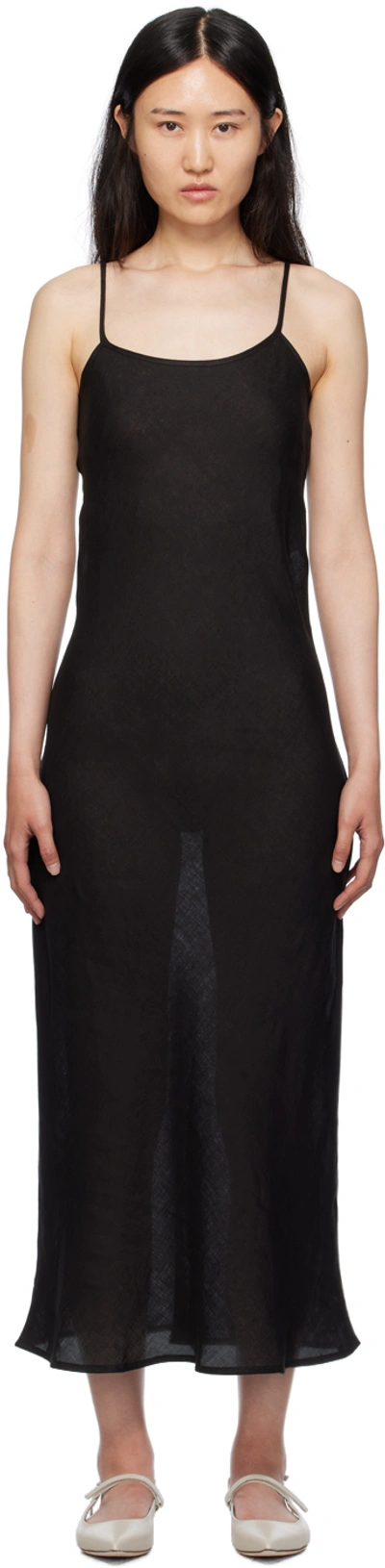 Baserange Black Dydine Sheer Linen Dress | ModeSens