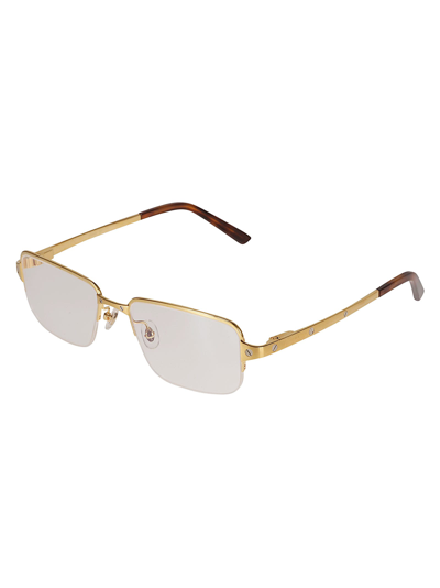 Cartier High-rectangular Half Rim Glasses In Gold | ModeSens