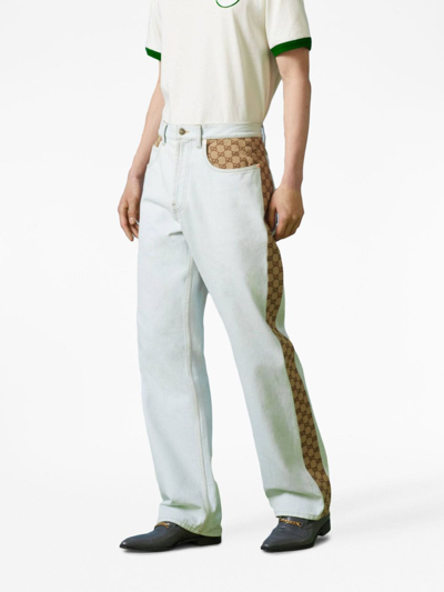 Gucci Gg Straight-leg Washed Jeans In White | ModeSens