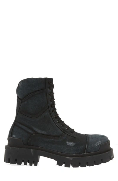 Balenciaga Strike Canvas Combat Boot In Black | ModeSens