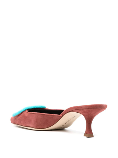 Manolo Blahnik Maysale 50mm Suede Mules In Dred | ModeSens