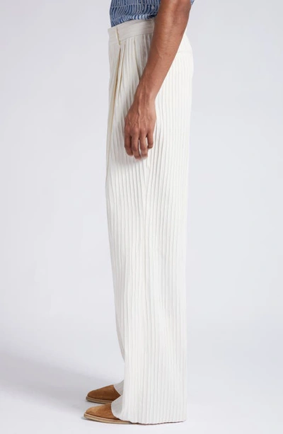 Amiri Rib Texture Double Pleated Canvas Pants In White | ModeSens