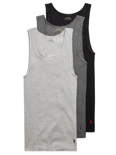 Polo Ralph Lauren Classic Fit Cotton Wicking Tanks 3-pack In Grey ...