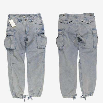 Pre-owned Rrl Double Rl Ralph Lauren Military 1950s Style Denim Ripstop Cargo Pants In Blue ...