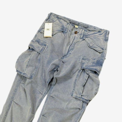 Pre-owned Rrl Double Rl Ralph Lauren Military 1950s Style Denim Ripstop Cargo Pants In Blue ...