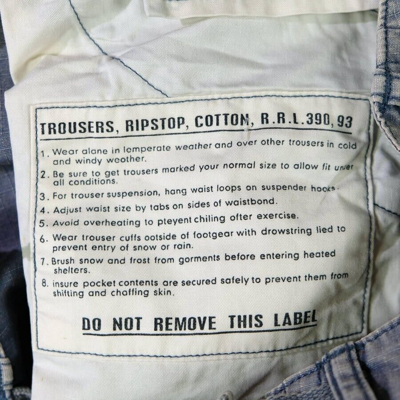 Pre-owned Rrl Double Rl Ralph Lauren Military 1950s Style Denim Ripstop Cargo Pants In Blue ...