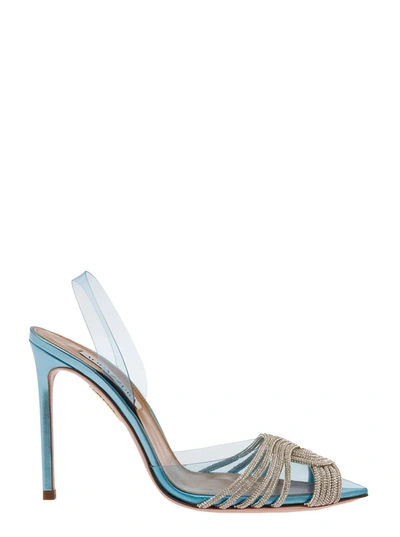 Aquazzura Gatsby Slingback Embellished Pumps In Light Blue | ModeSens