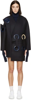 Jacquemus Navy Wool Eyelet Coat | ModeSens
