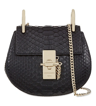 Chloé Drew Nano Python Skin Cross-body Bag In Black | ModeSens