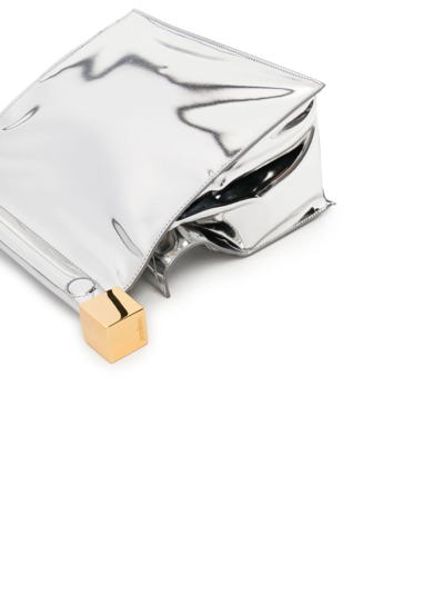 Jacquemus La Pochette Rond Carre Laminated Pouch In Silver | ModeSens