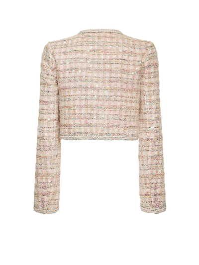 Self-portrait Pink Short Jacket With Paillettes And Jewel Buttons In ...