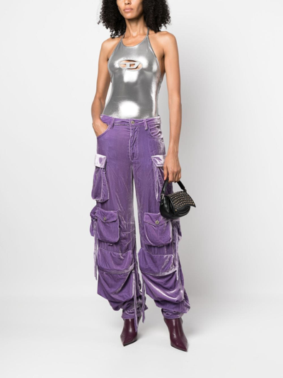 Diesel Halterneck Top With Foil Coating In Silver | ModeSens