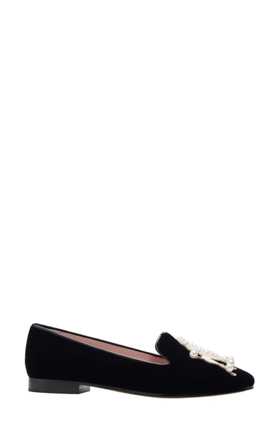 Kate Spade Pearly Poodle Velvet Smoking Loafers In Black | ModeSens