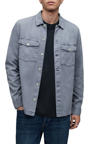 Allsaints Spotter Button-up Shirt Jacket In Aluminium Grey | ModeSens