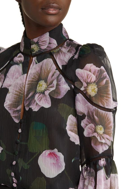 Ted Baker Theera Floral Ladder Trim Blouse In Black | ModeSens